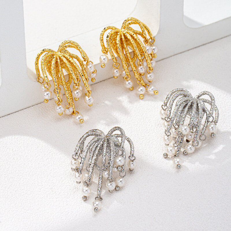 Fireworks Tassels 925 Sterling Silver Safety Pin Earrings - imysea