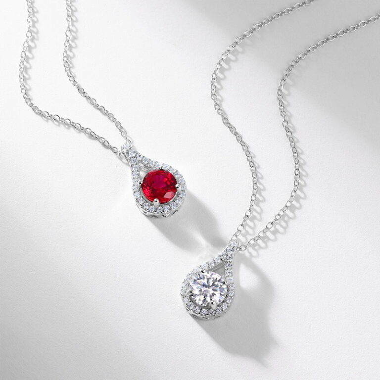 Teardrop S925 Sterling Silver Ruby Necklace