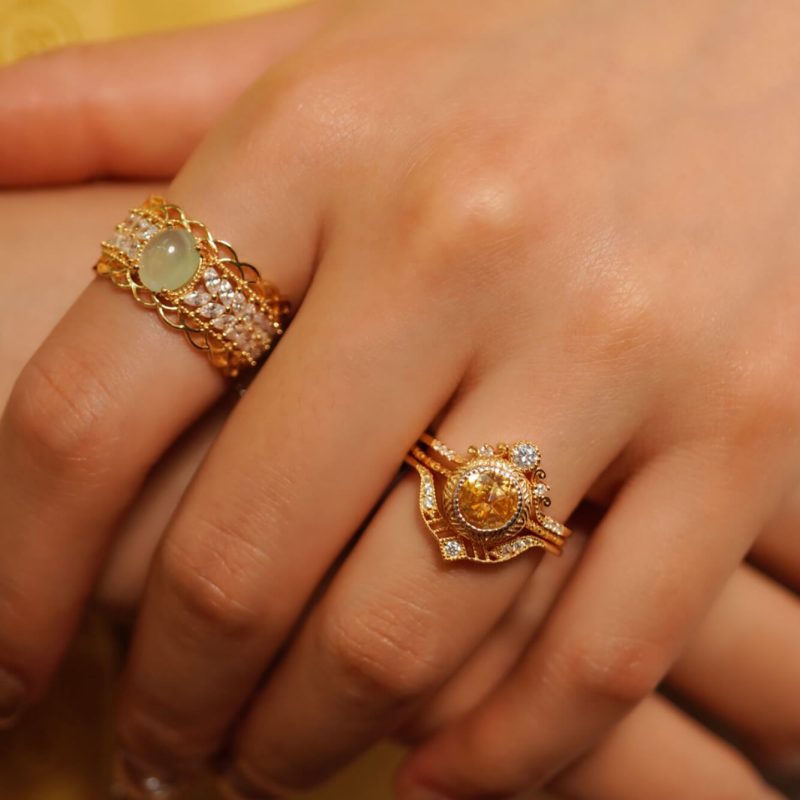 Victoria Vintage Crystal Rings S925 Gold Plated