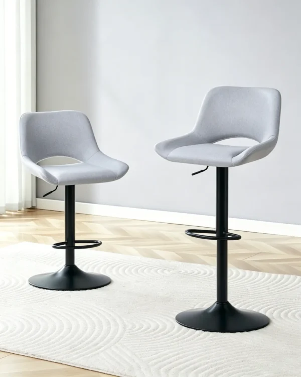 Swivel Leather Bar Stools 2 Pack Adjustable Chairs with Footrest - imysea