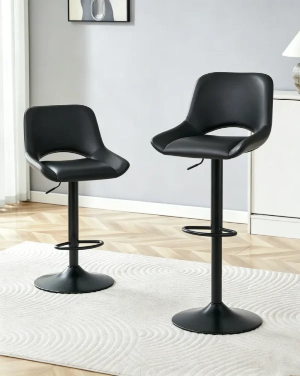 Swivel Leather Bar Stools 2 Pack Adjustable Chairs with Footrest - imysea